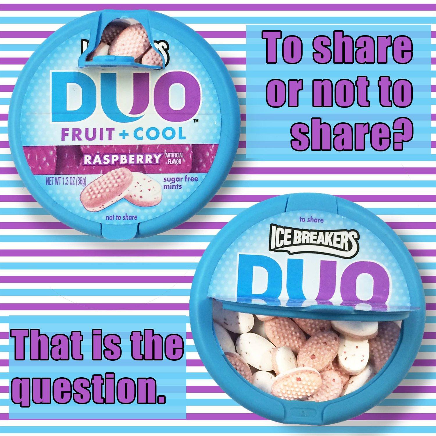 ICE BREAKERS Duo Sugar Free Mints, Raspberry, 1.3 Ounce (Pack of 8 ...