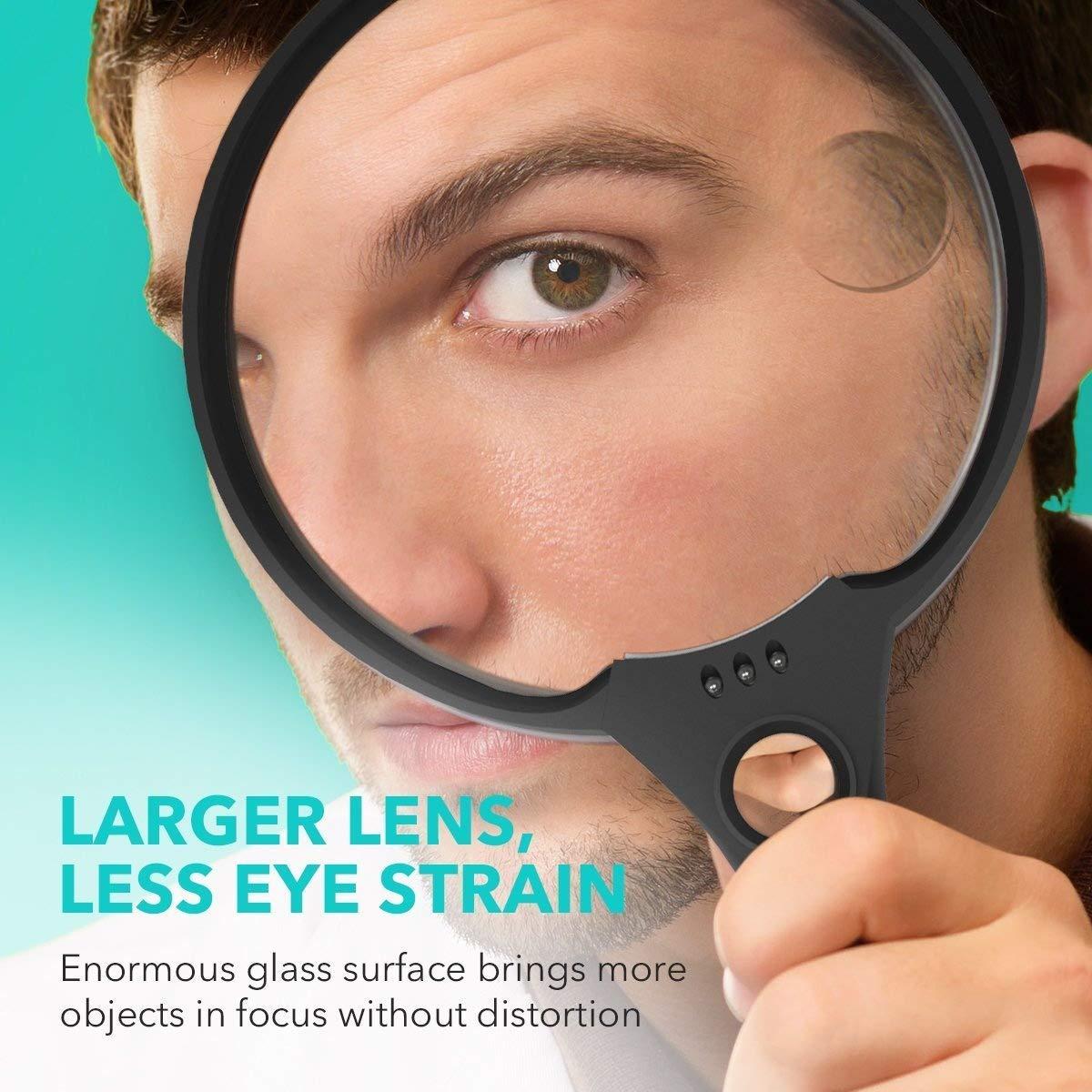 Extra Large Strong Magnifying Glass 3 Bright LEDs 25X Zoom Lightweight Extra Large Strong Magnifying Glass 3 Bright LEDs 25X Zoom Lightweight